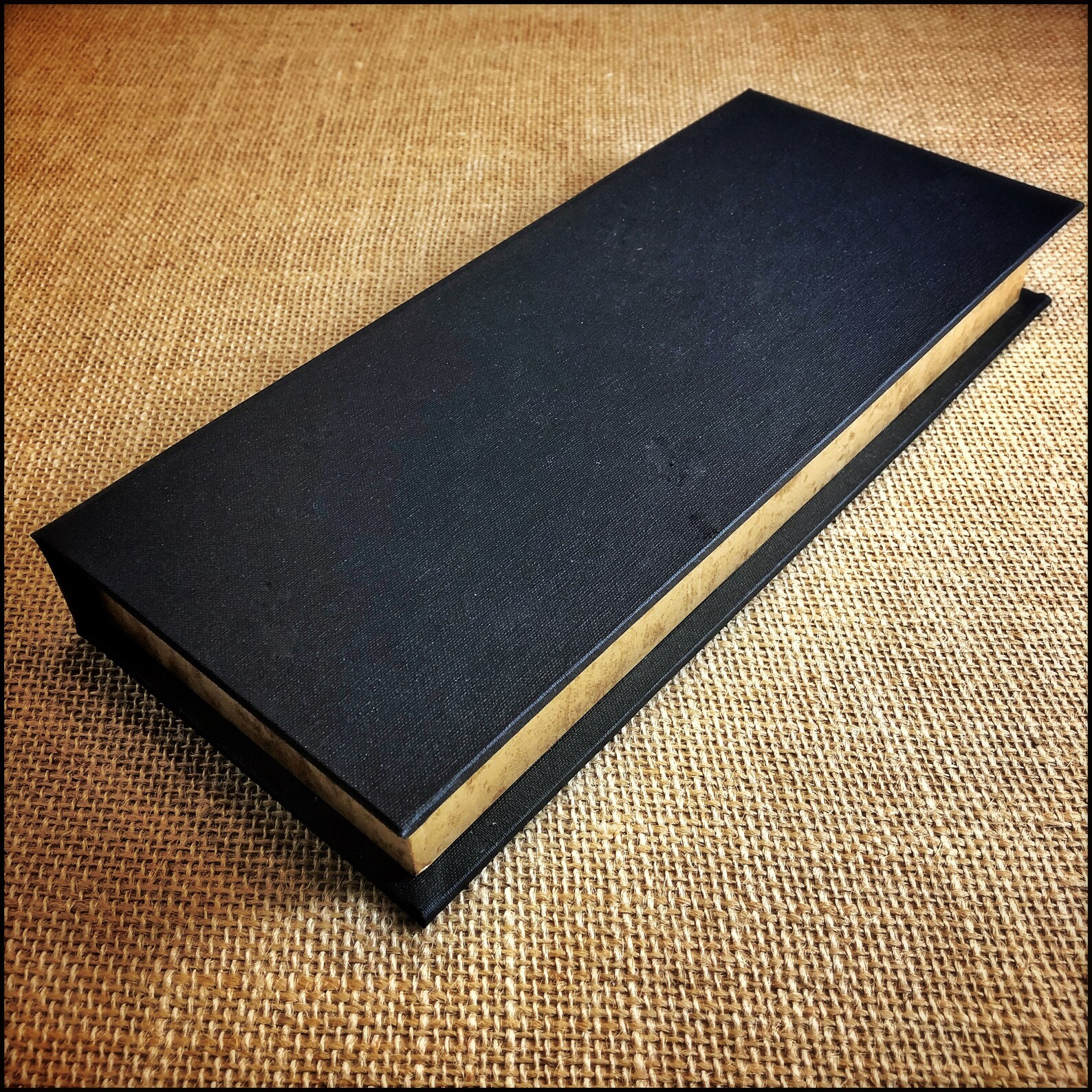 Hand Bound Black / Gold Memory Box Storage Box Jewellery Box 10.5 X 4.5 ...