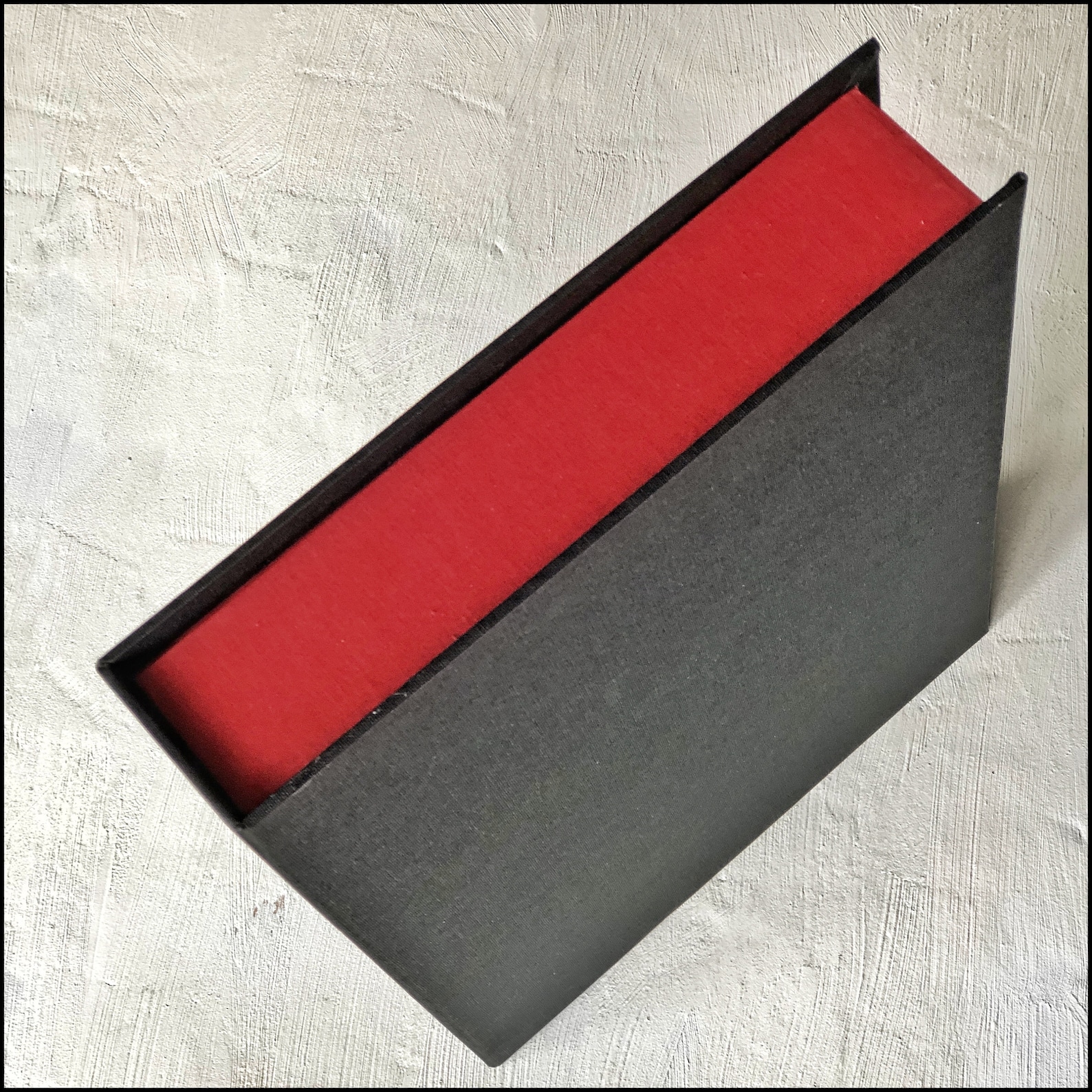 A4 Clamshell Box Hand Bound in Black Buckram and Red Book Cloth ...