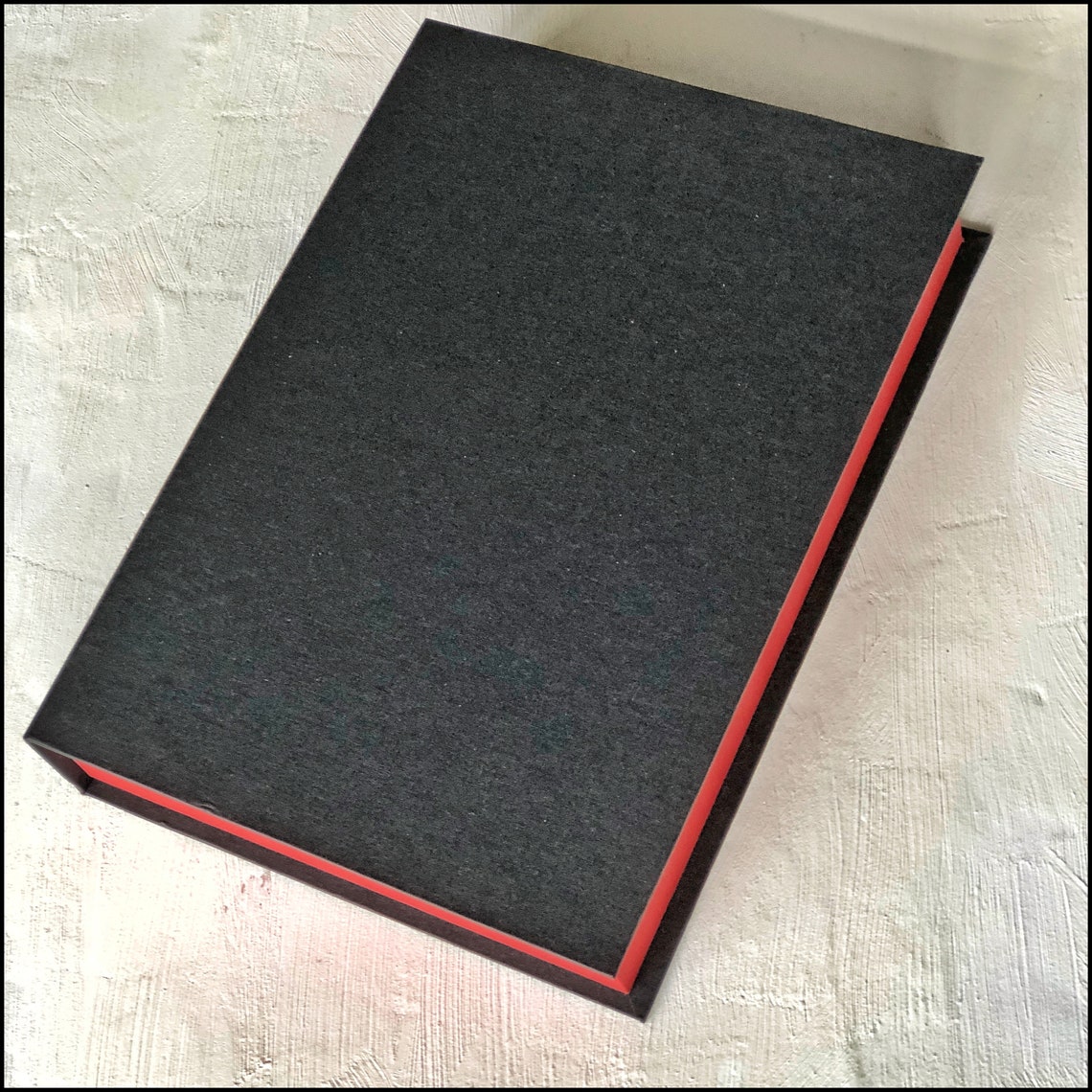 A4 Clamshell Box Hand Bound in Black Buckram and Red Book Cloth ...