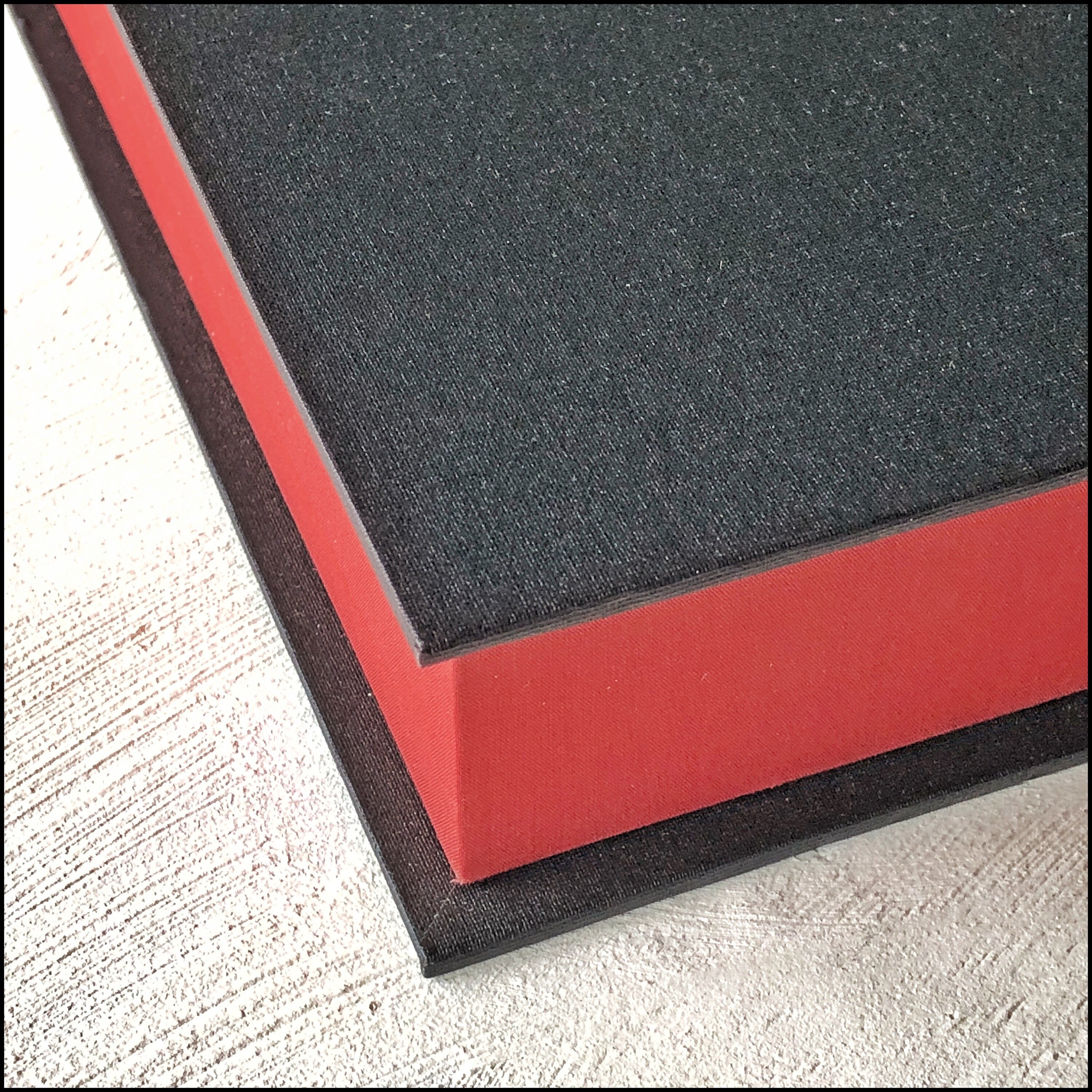 A4 Clamshell Box Hand Bound in Black Buckram and Red Book Cloth ...