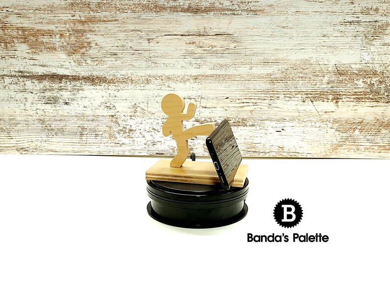Ninja Kick Wood Phone Holder Mobile Phone Holder Karate - Etsy