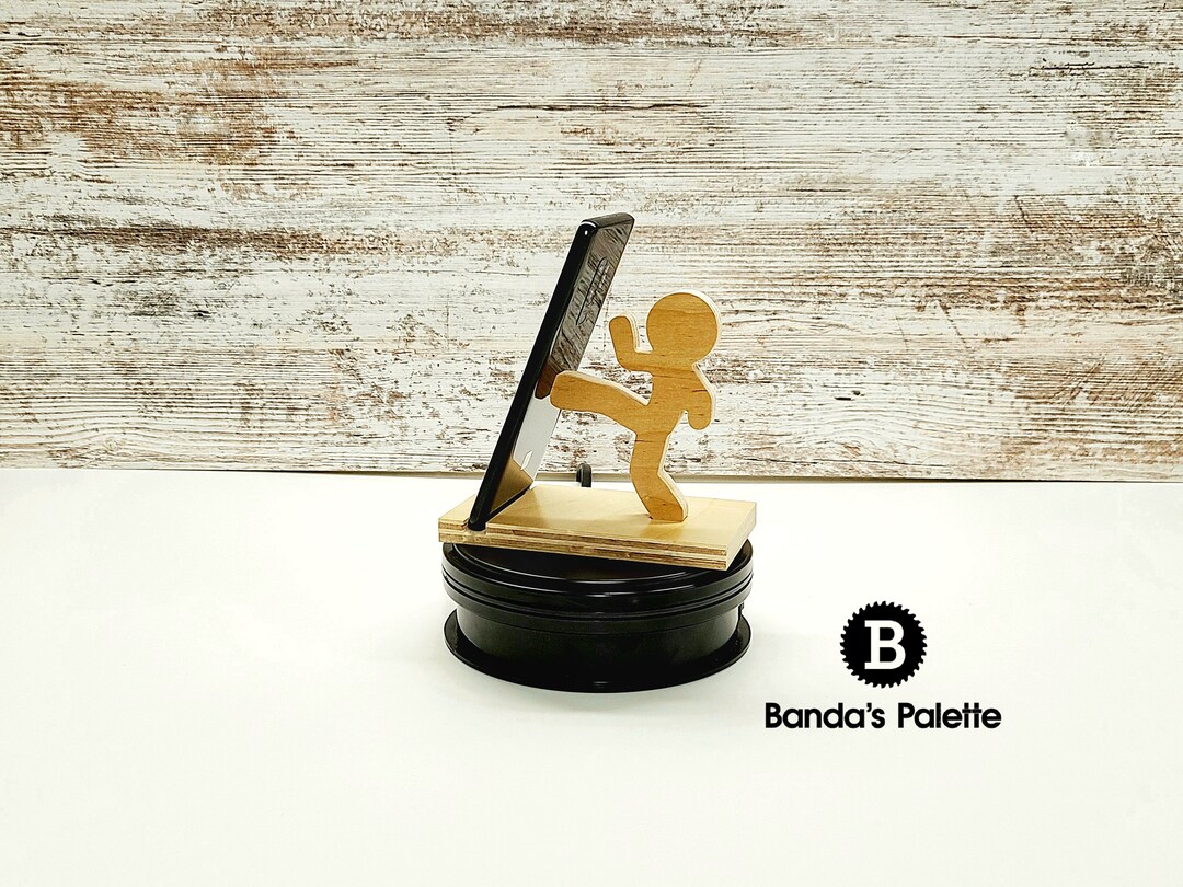 Ninja Kick Wood Phone Holder, Mobile Phone Holder Karate, Wooden Phone ...