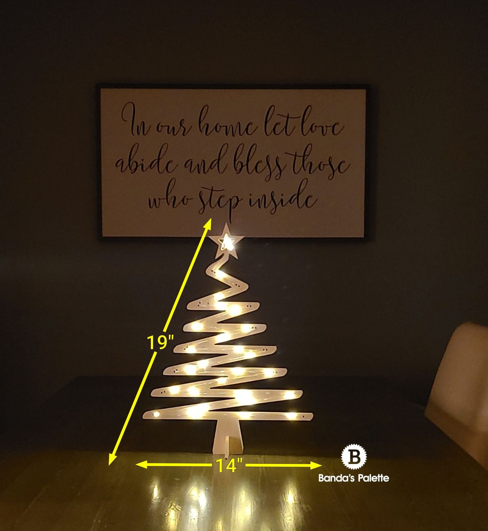 Christmas Tree Table Topper Wooden Tree With Lights Holiday - Etsy