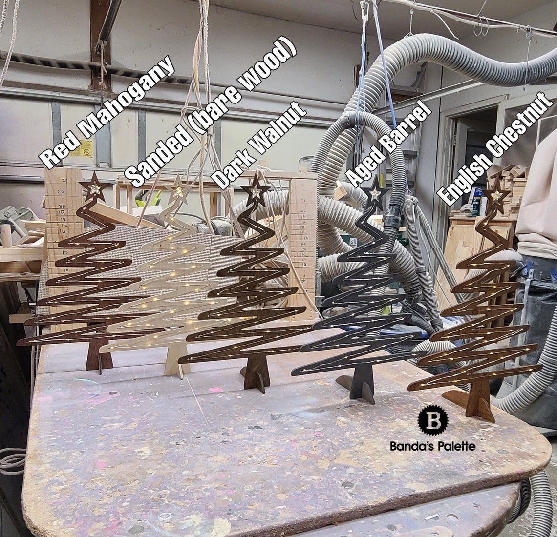 Christmas Tree Table Topper Wooden Tree With Lights Holiday - Etsy