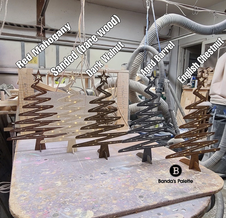 Christmas Tree Table Topper Wooden Tree With Lights Holiday - Etsy