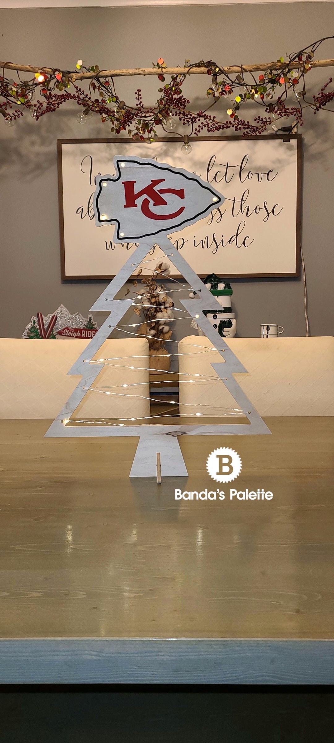 Christmas Tree Table Topper, Wooden Tree With Lights, Holiday Tree, KC ...