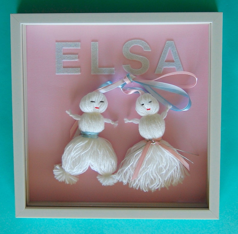 Custom Personalized Baby Name Frame with Dolls 12x12 For | Etsy