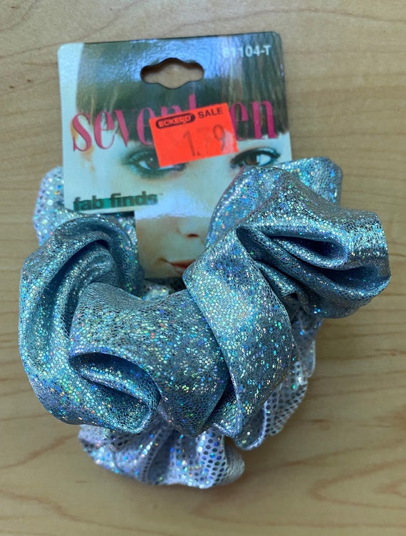 90s metallic silver hair scrunchies, set of two, 1999… - Gem