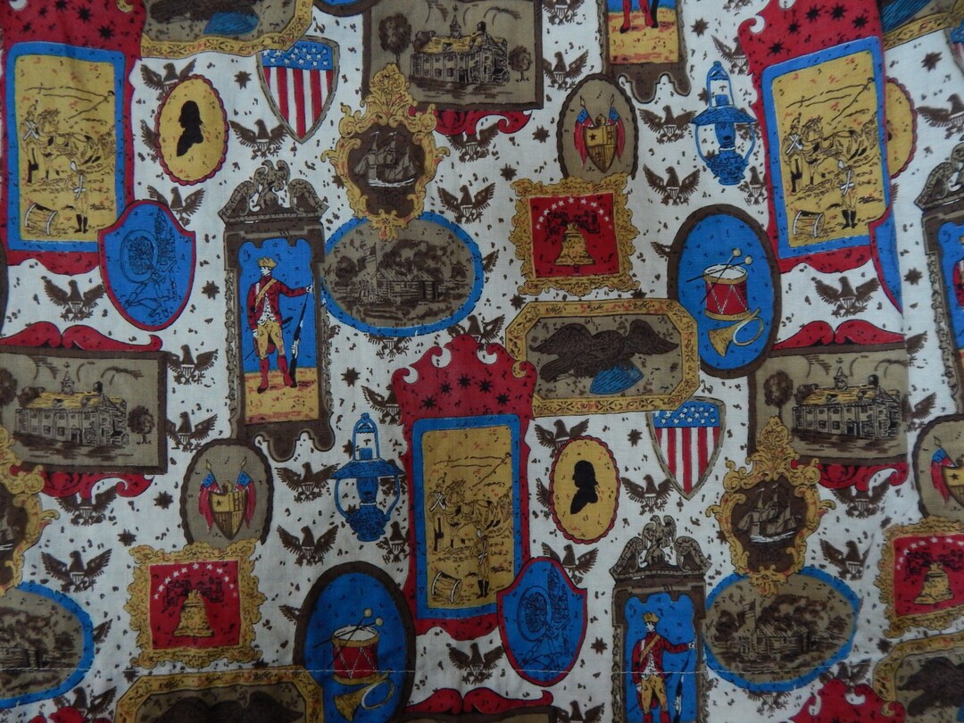 70s American Colonial Drapes, Americana Pinch Pleated Drapes, US ...