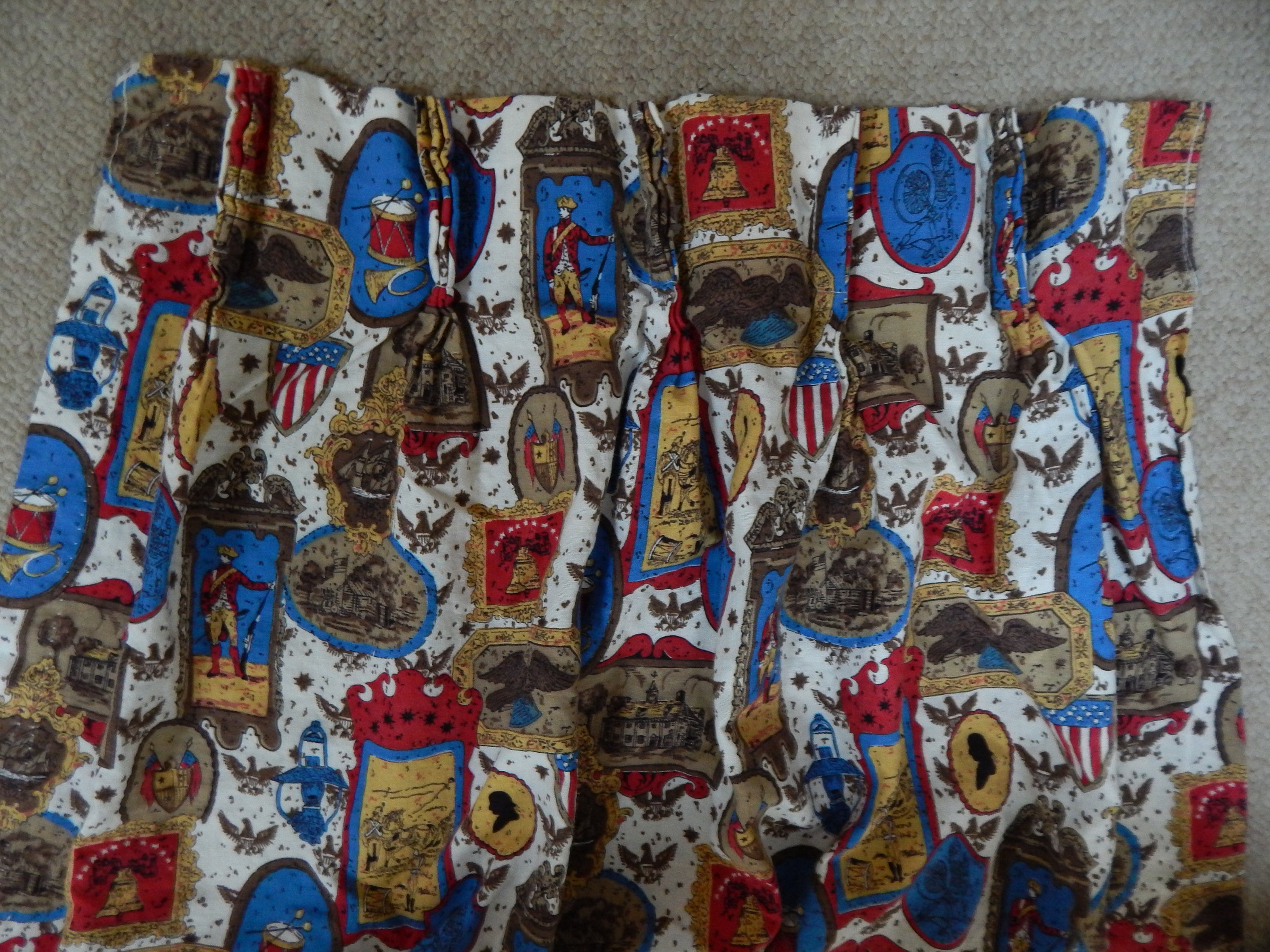 70s American Colonial Drapes, Americana Pinch Pleated Drapes, US ...