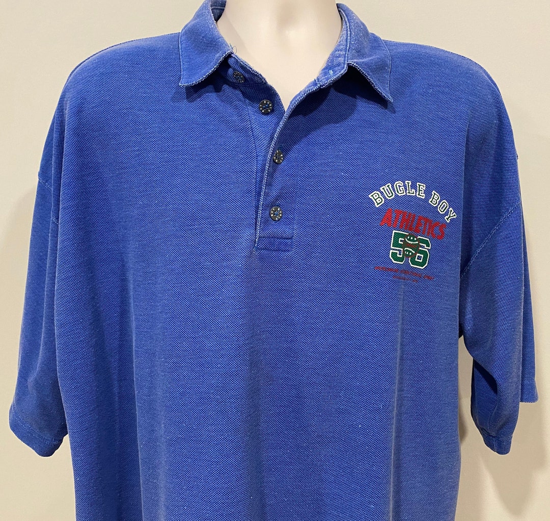 80s Bugle Boy Polo Shirt, Athletic 56, Blue Polo With Bugle Boy Logo ...