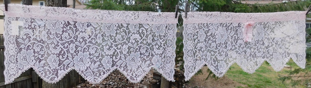 80s 90s Pink Lace Valance, Set of Two - Etsy