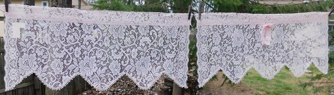 80s 90s Pink Lace Valance Set of Two - Etsy
