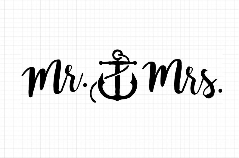 Mr. & Mrs. Nautical Anchor Design. Cursive Mr. and Mrs. With - Etsy