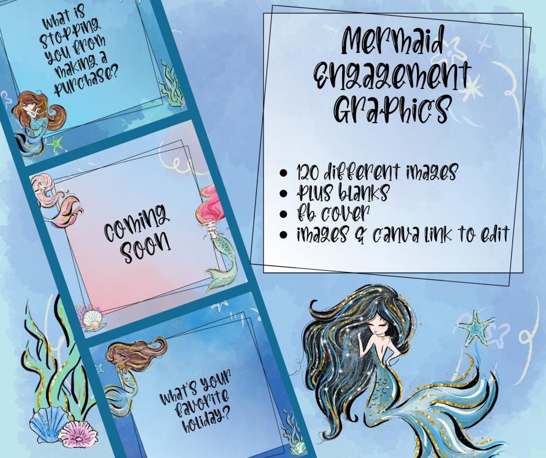 Mermaids Summer Ocean FB Engagement Graphics, Interactive Graphics ...