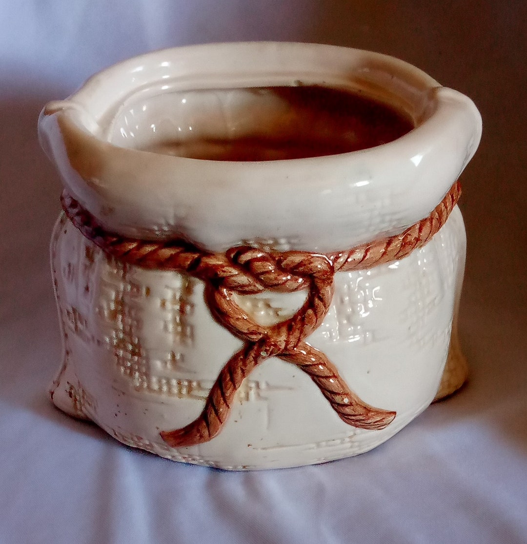 Vintage Ivory Ceramic Utensil Holder With Rope Accent - Etsy