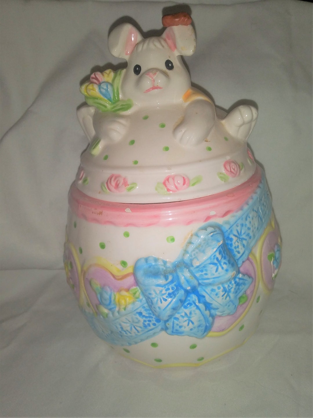 Candy Container Easter Bunny Rabbit Decorative Collectible 8 X 16 ...