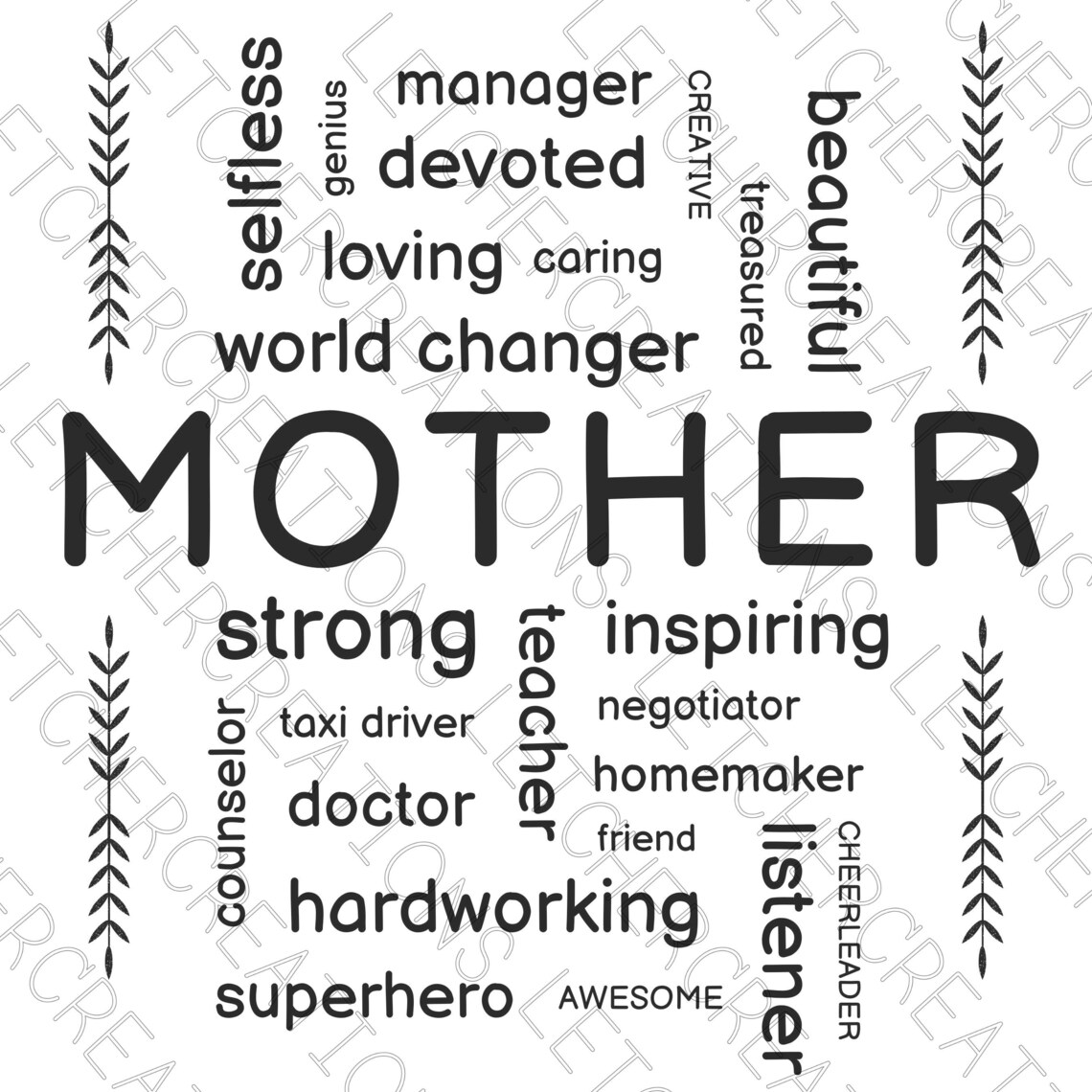Mother and Her Many Attributes Svg, Png and Jpg Instant Download ...