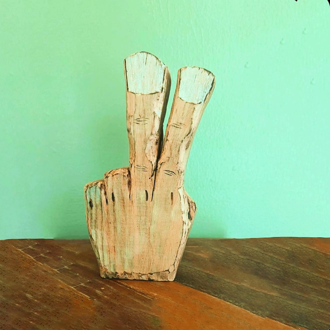 Peace is Power | Hand Carved Wooden Peace Sign Sculpture | Hippie Art ...
