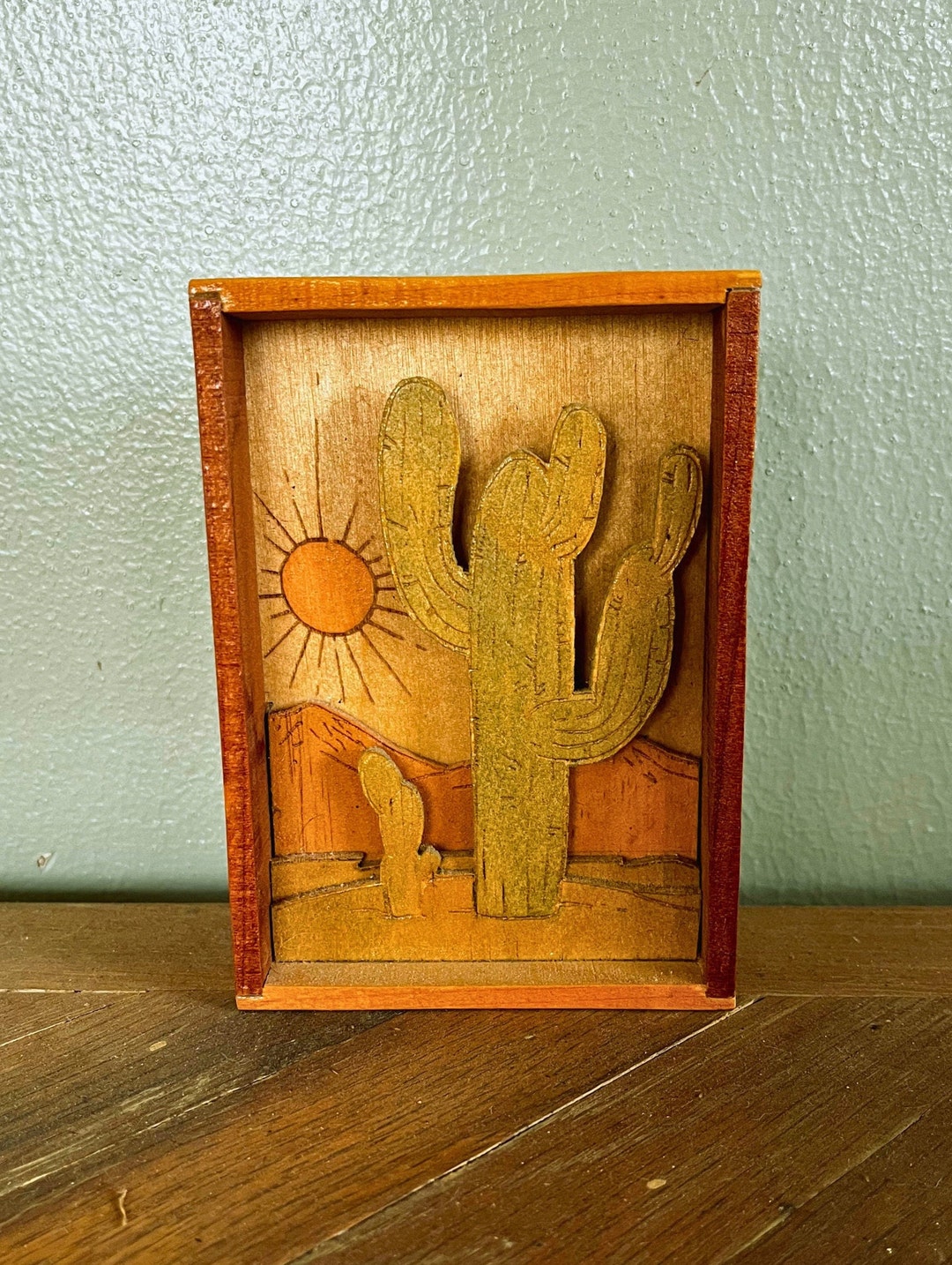 Desert Sun - Miniature Shadow Box Scene Cactus Art - Etsy