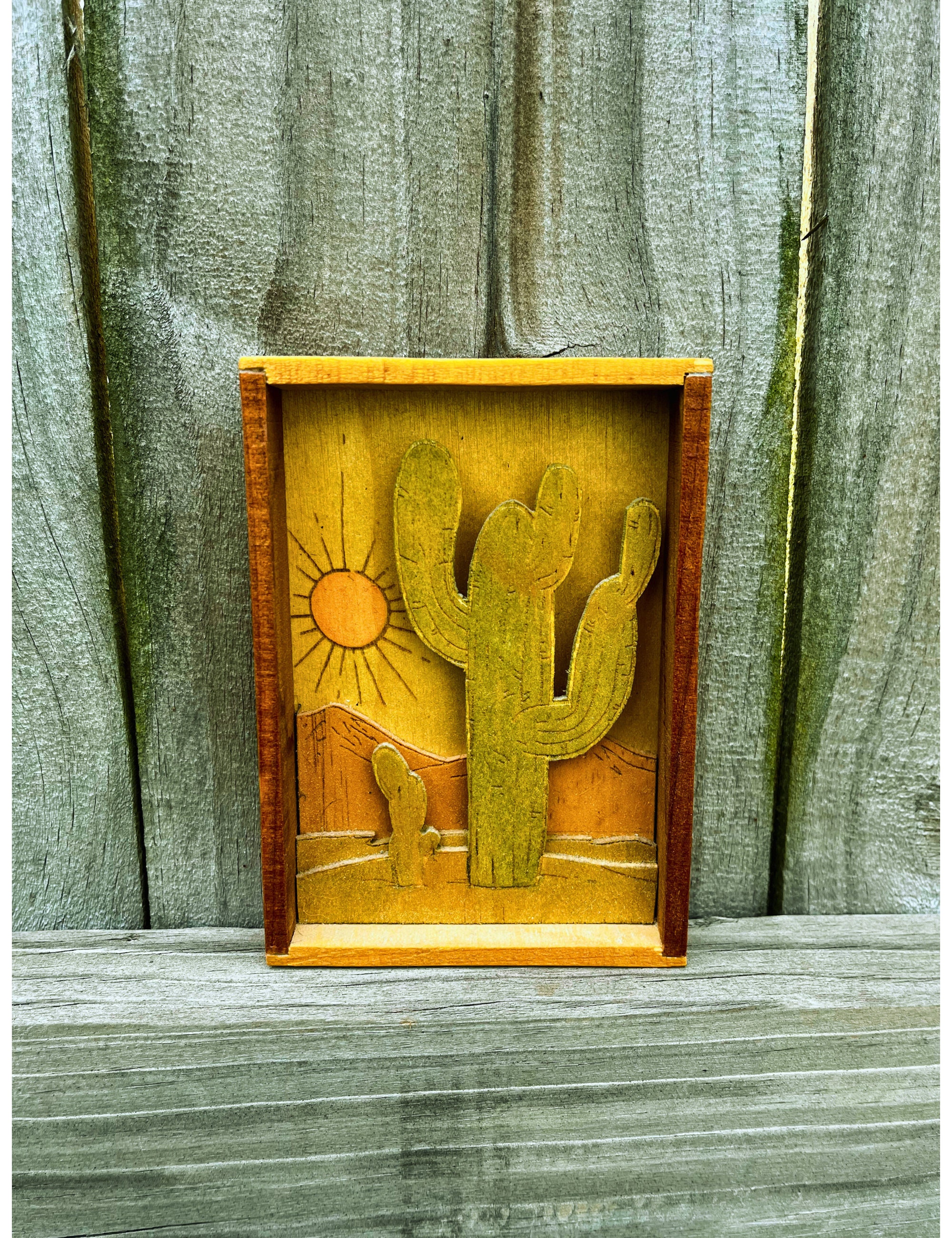 Desert Sun Miniature Shadow Box Scene Cactus Art - Etsy