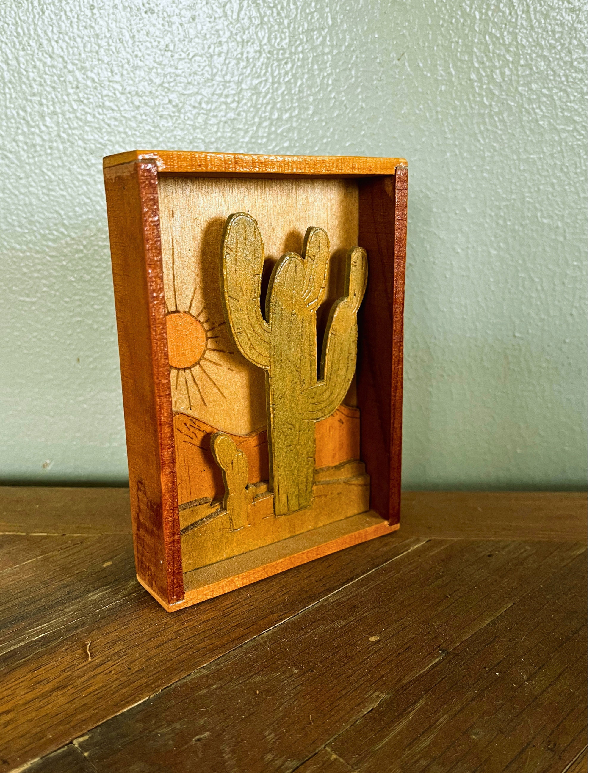 Desert Sun Miniature Shadow Box Scene Cactus Art - Etsy