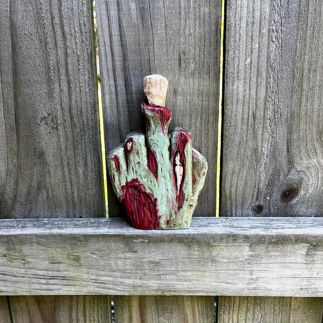 Hand-carved Zombie Hand Gory F You With Exposed Bone Spooky Halloween ...