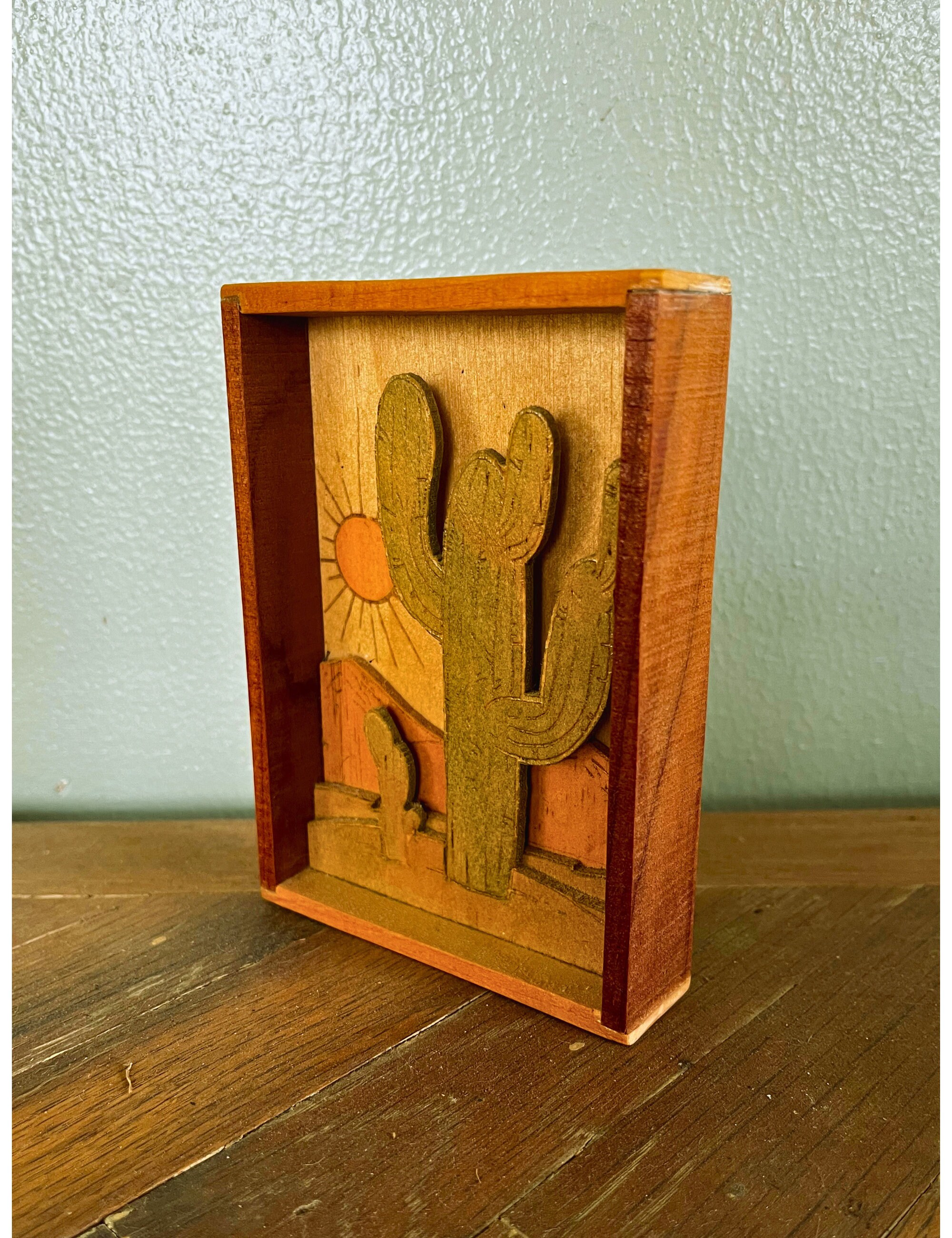 Desert Sun Miniature Shadow Box Scene Cactus Art - Etsy
