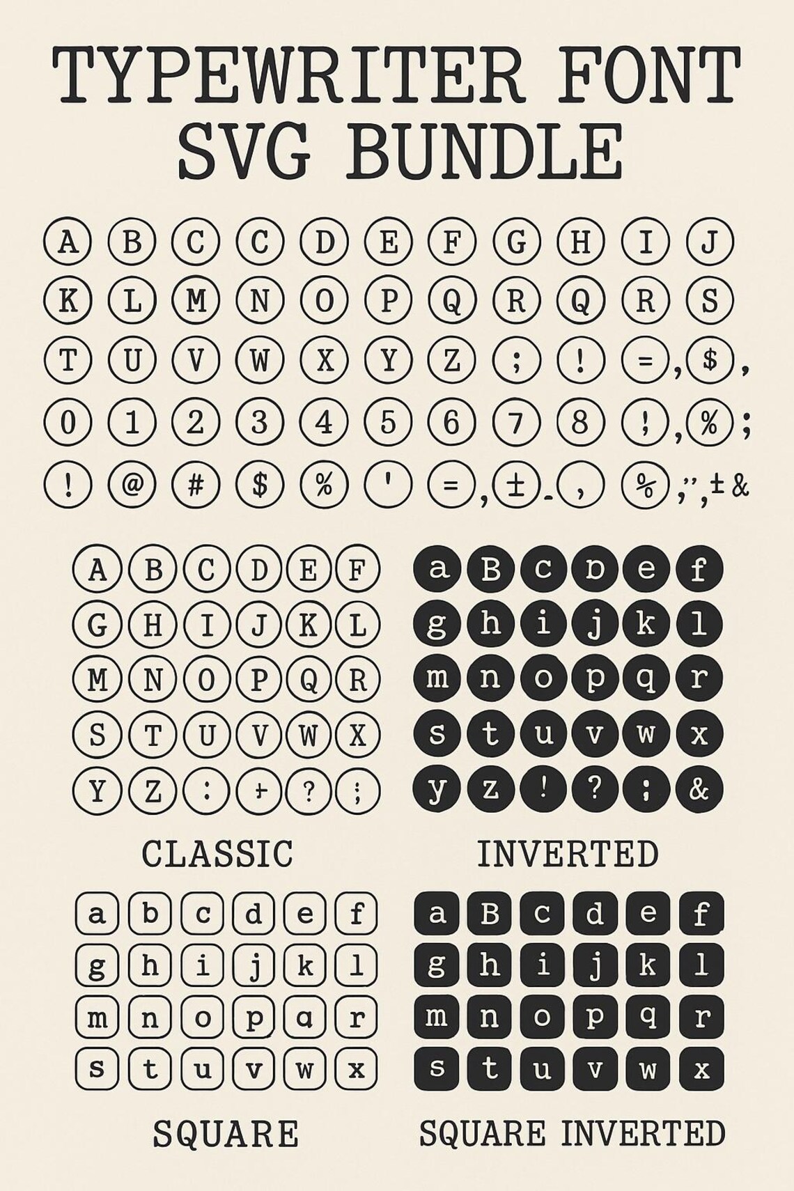 Typewriter Key SVG Bundle Vintage Font Alphabet Letters Cricut ...