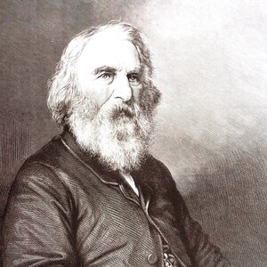 Henry W. Longfellow Portrait 1882 AMERICAN FIRESIDE POET Paul Revere ...