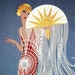 Erte Matted Print 1991 FLAPPER DANCER Red Spider Web Dress W FRINGE Sun ...