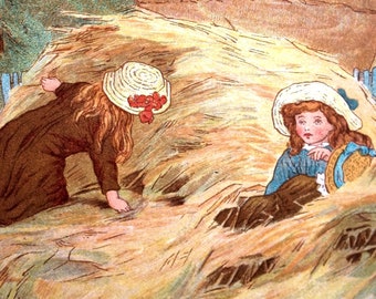 Three Girls Playing Follow My Leader Antique Children's - Etsy