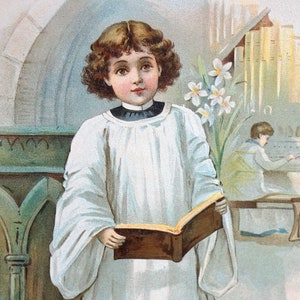 Victorian CHOIR GIRL SINGING in Church Circa 1900 Boy Playing Piano ...