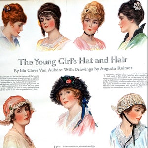 Victorian Hats and Hair Styles 1914 POMPADOUR YOUNG GIRLS Coiffures ...