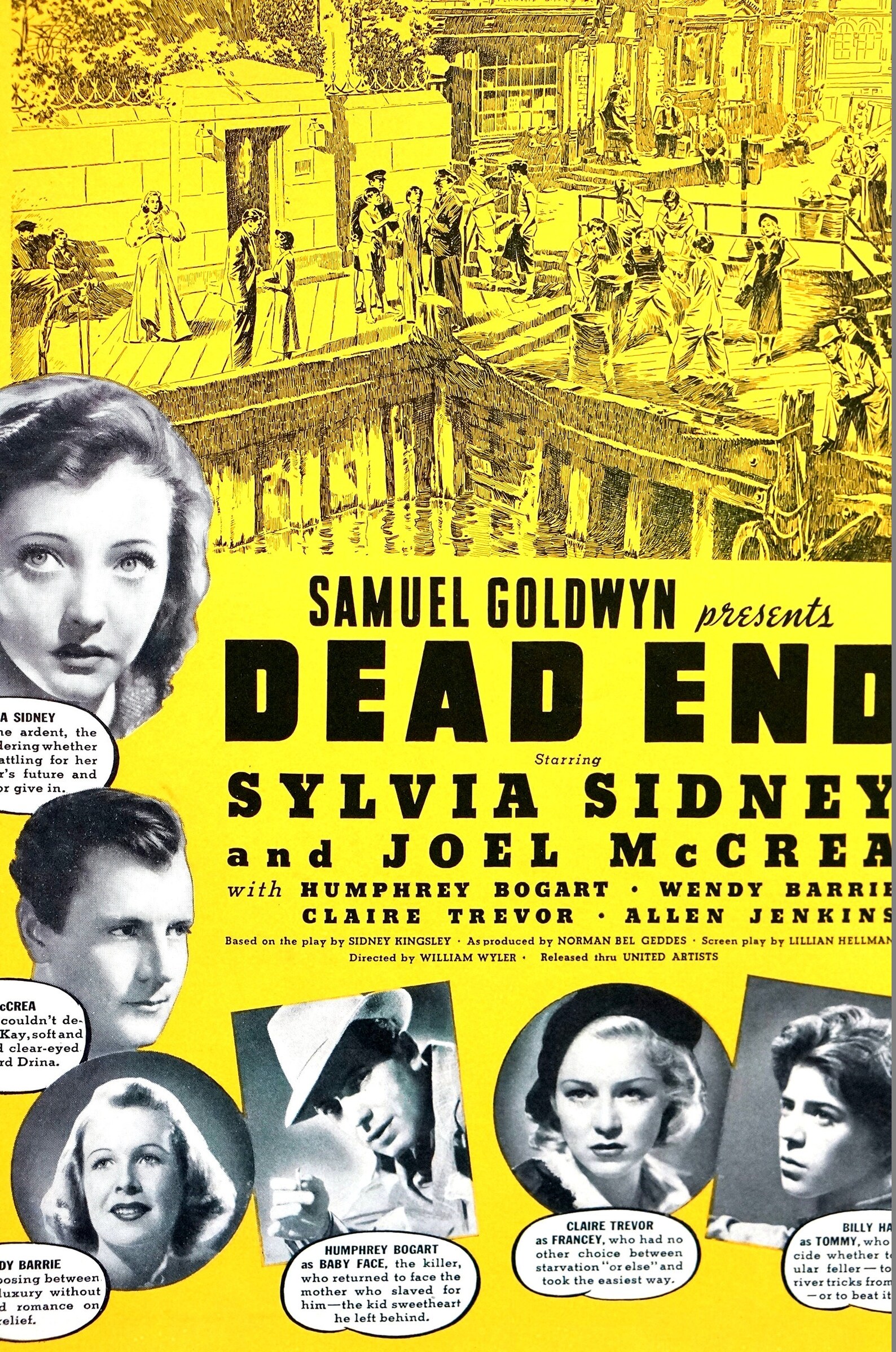 Stage Movie Ad 1937 - DEAD END Humphrey BOGART Silvia Sidney Joel ...