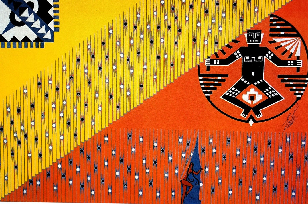 Erte Curtain INDIAN DAGGER DANCE 1989 Classic Erte Professionally ...