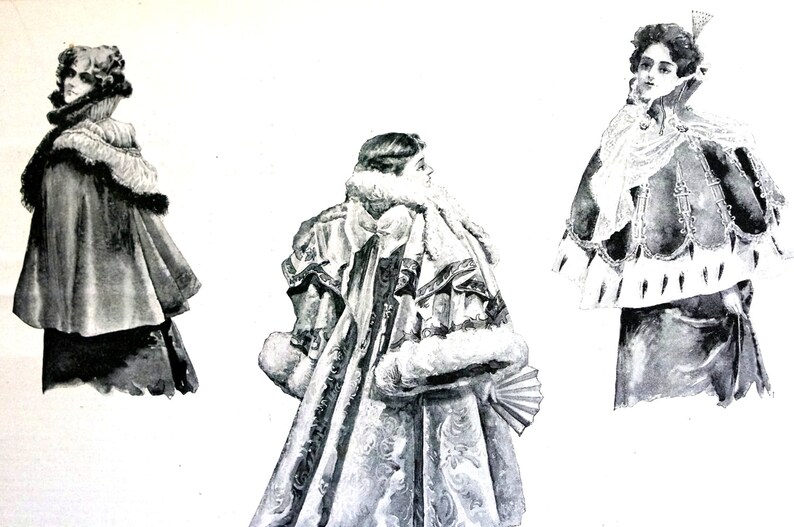 Victorian Ladies Evening OPERA CLOAKS CAPES Coats Ruffles Brocade Fur ...