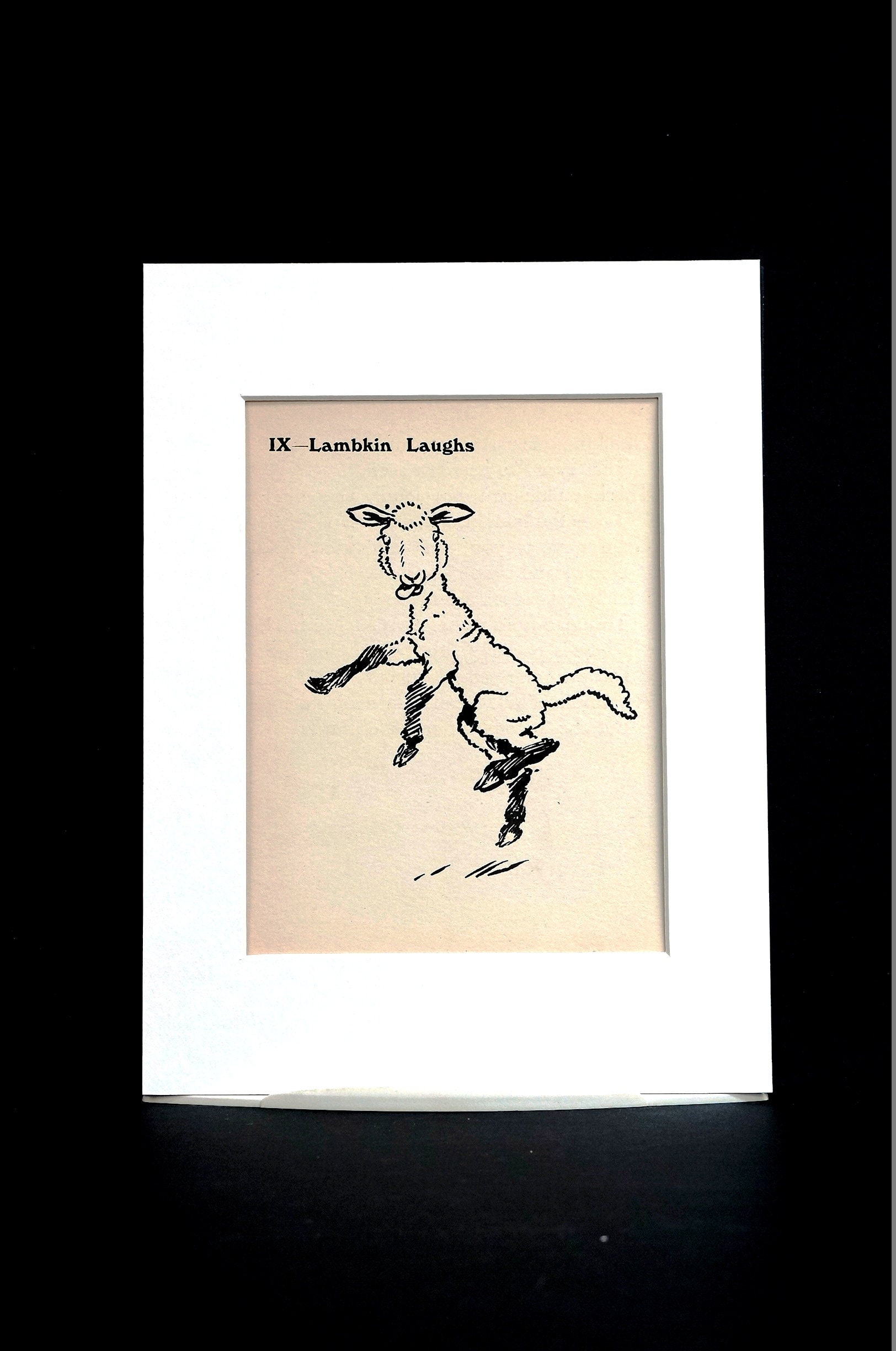 Prints Lithographs Baby Lamb LAMBKIN LAUGHS Professionally Matted ...