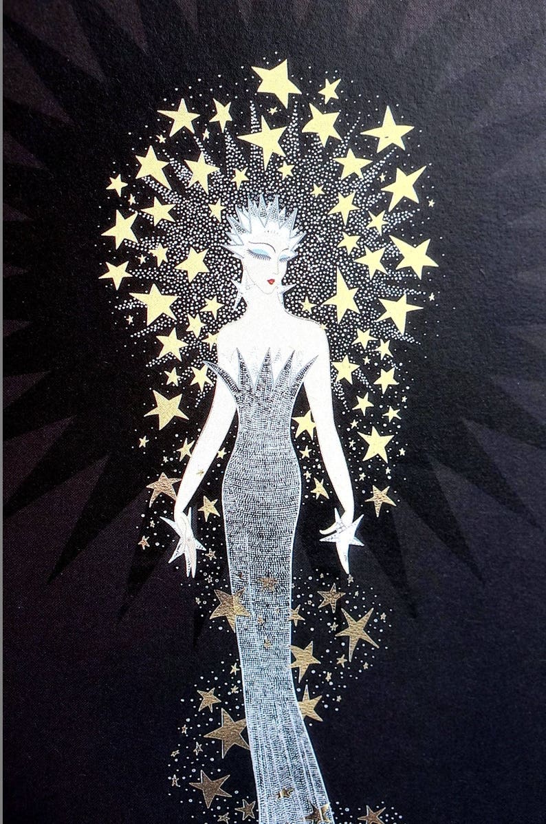 Erte Matted Print 1987 STARSTRUCK STAR STRUCK Starry Night - Etsy