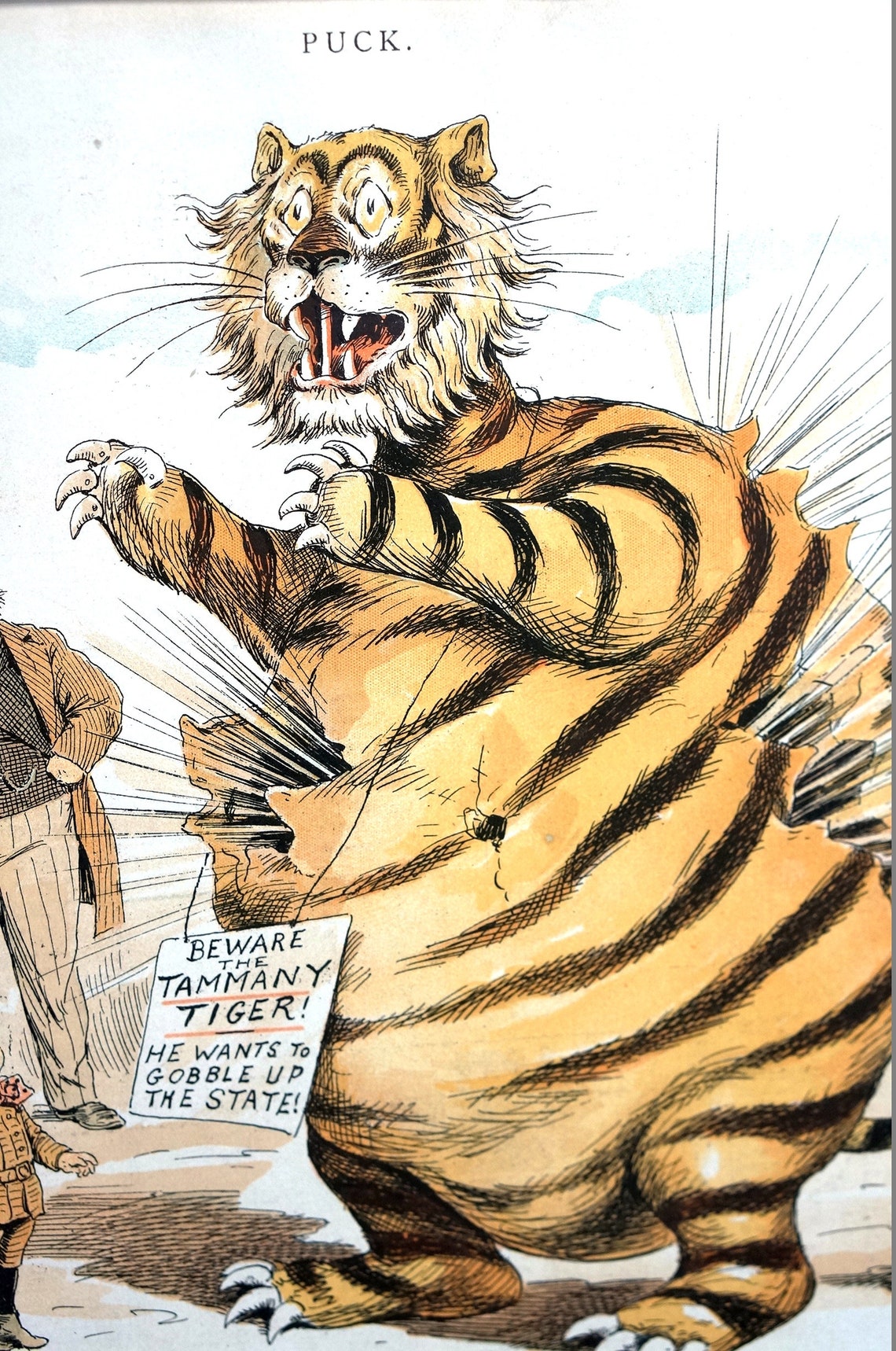Tammany Tiger Tries Gobbling up State 1891 FASSETT BLEW Too - Etsy