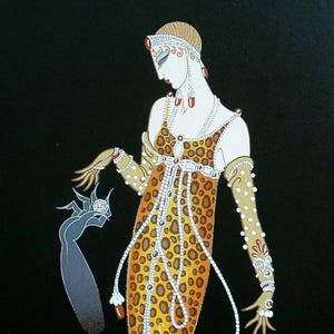 Erte Matted Print 1987 JULIET in LEOPARD CAT Animal Print Gown With ...