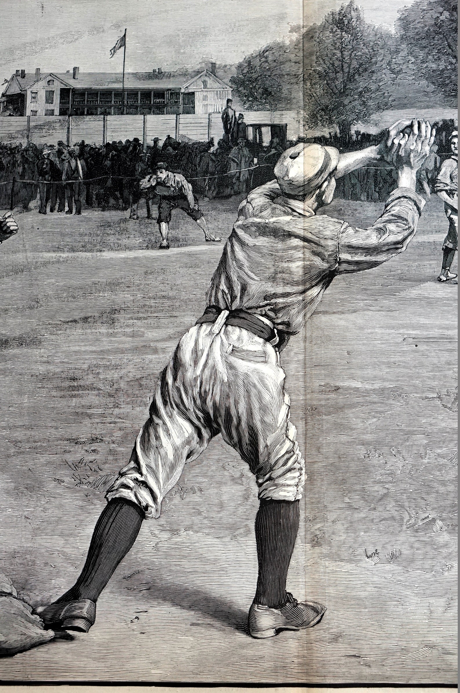 Baseball Game 1887 THROWN OUT on SECOND Team Batter Pitcher Catcher ...