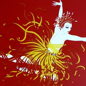 Erte Matted Print 1982 - Audience APPLAUSE - Erte Red Dancer Theater ...