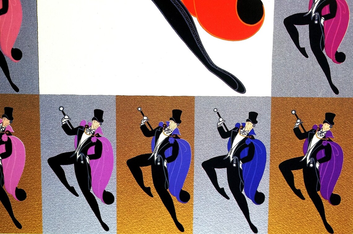 Erte Matted Print 1991 WHITE TIE Man in TUXEDO W Cane Top Hat - Etsy