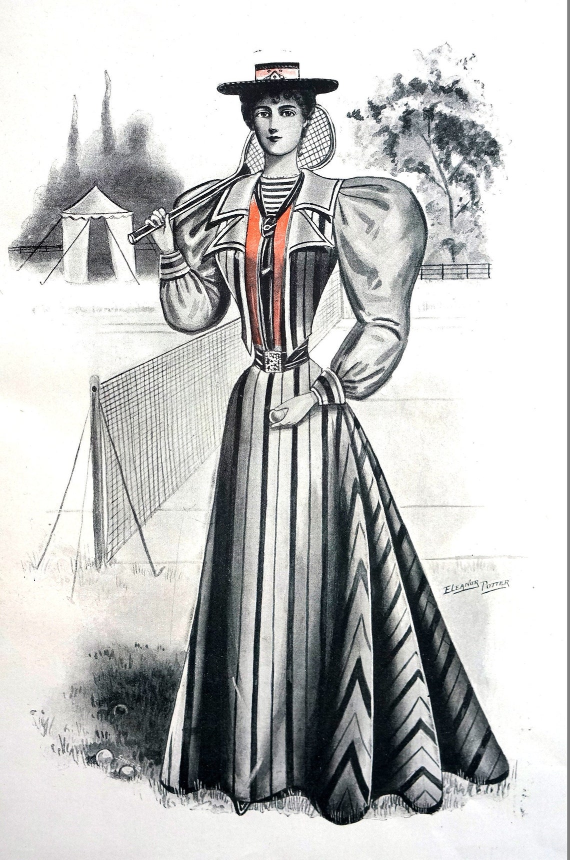 Victorian TENNIS GOWN DRESS 1896 Tennis Racket Court Outfit - Etsy UK