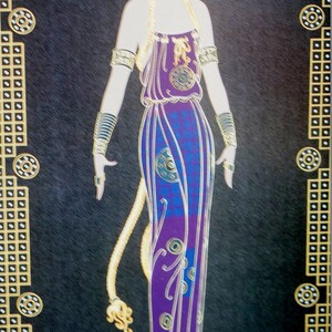 Erte Matted Print 1991 SCANDINAVIAN PRINCESS Purple and Blue Evening ...