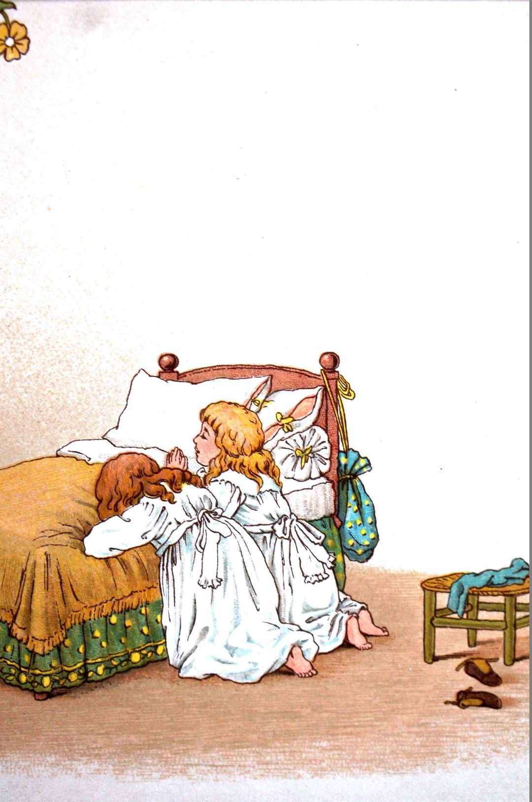 Little Victorian GIRLS Saying BEDTIME PRAYERS Praying Pray - 1890 ...
