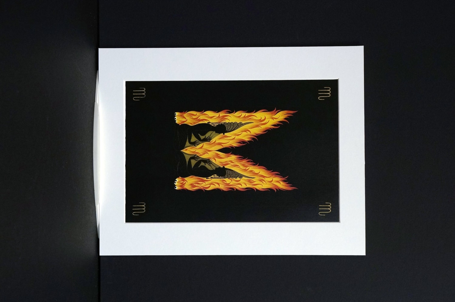 Erte 1982 - Letter M - ALPHABET SERIES - Fire Twins Girls Around Fire ...