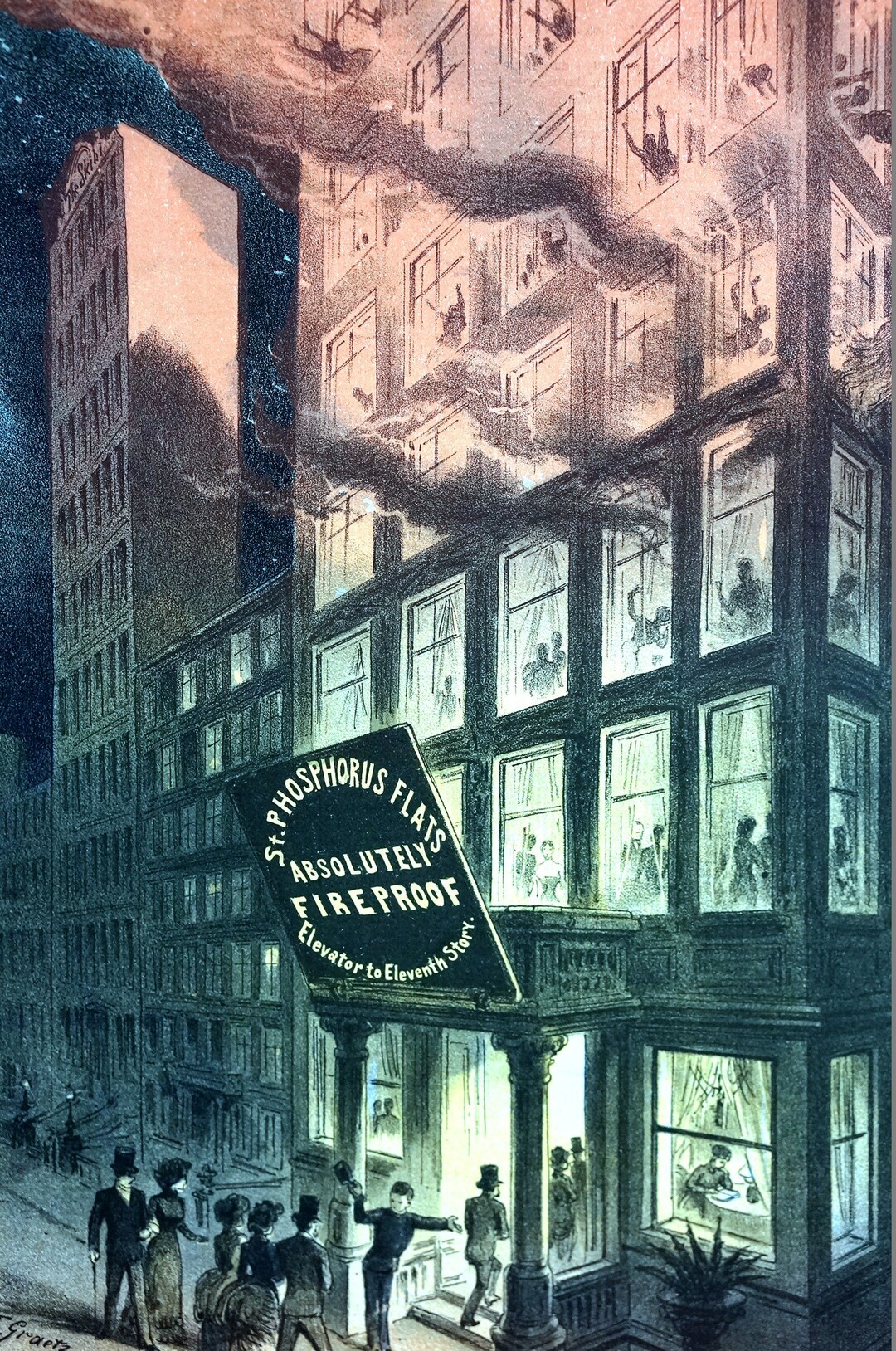 Fire Death Trap 1884 FIREPROOF ELEVATOR BUILDING Skyscraper Transparent ...
