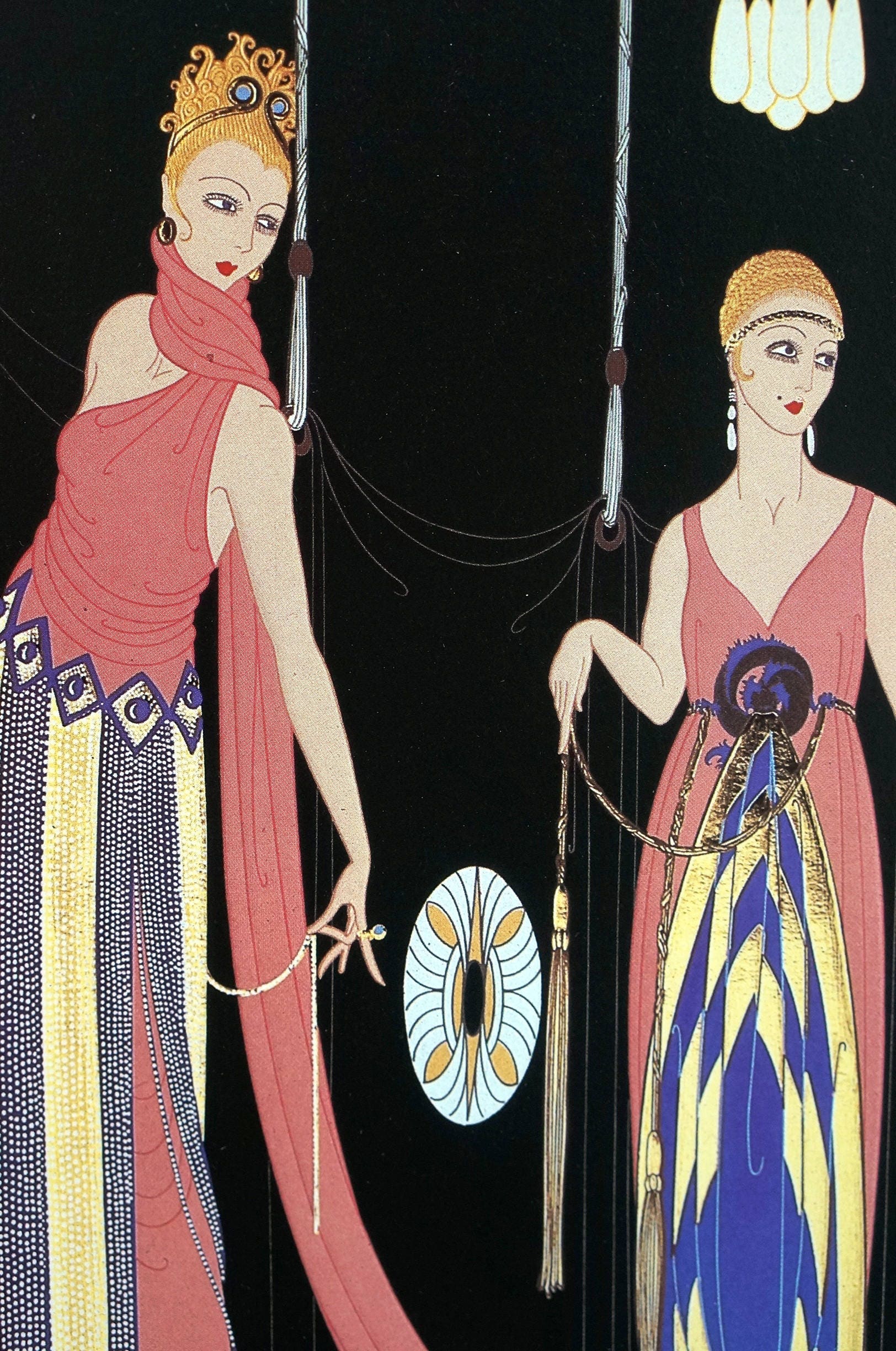 Erte Matted Print 1987 the THREE GRACES LADIES Pink and Purple Gowns ...